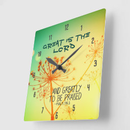 Psalm 145:3 Great is the Lord, Bible Verse Square Wall Clock | Zazzle