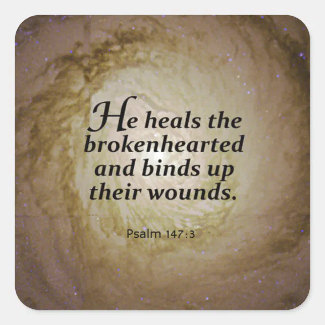 Psalm 147:3 square sticker | Zazzle