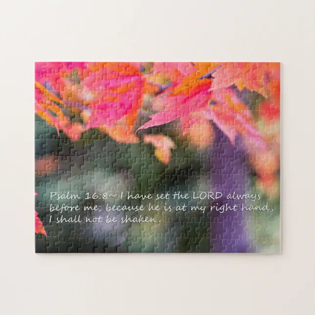 Psalm 16:8 on Fall leaves Jigsaw Puzzle | Zazzle