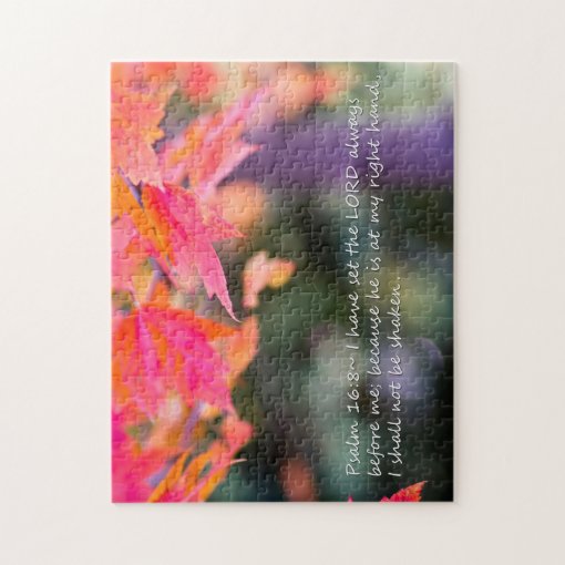Psalm 16:8 on Fall leaves Jigsaw Puzzle | Zazzle