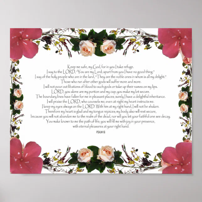 Psalm 16, Bible Verse Poster | Zazzle