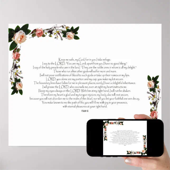 Psalm 16, Bible Verse, Wall Decor | Zazzle