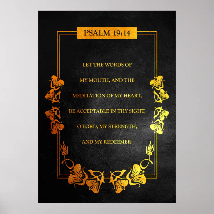 Psalm 19:14 Bible Verse Poster | Zazzle