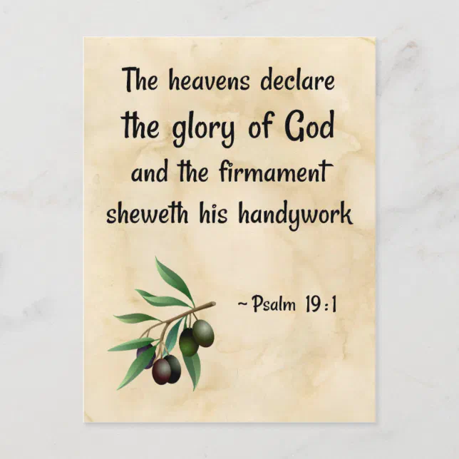 Psalm 19:1 (KJV) on a biblical-scroll background Postcard | Zazzle