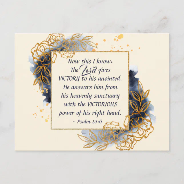 Psalm 20:6 The Lord gives VICTORY to His Anointed Postcard | Zazzle