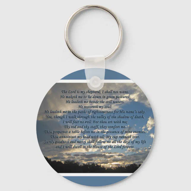 Psalm 23 Beautiful Bible Verse Christian Keychain | Zazzle