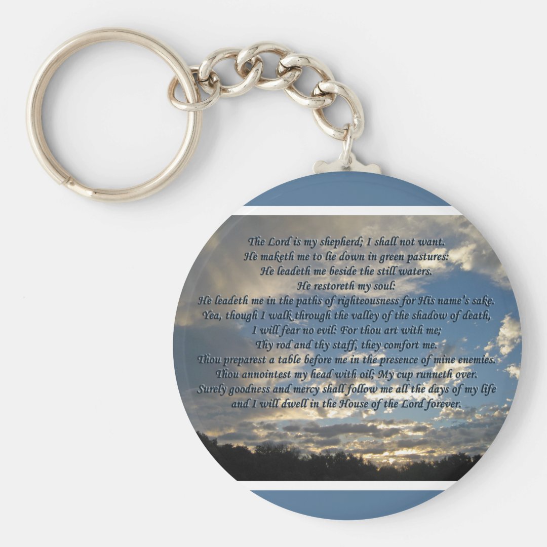 Psalm 23 Beautiful Bible Verse Christian Keychain | Zazzle