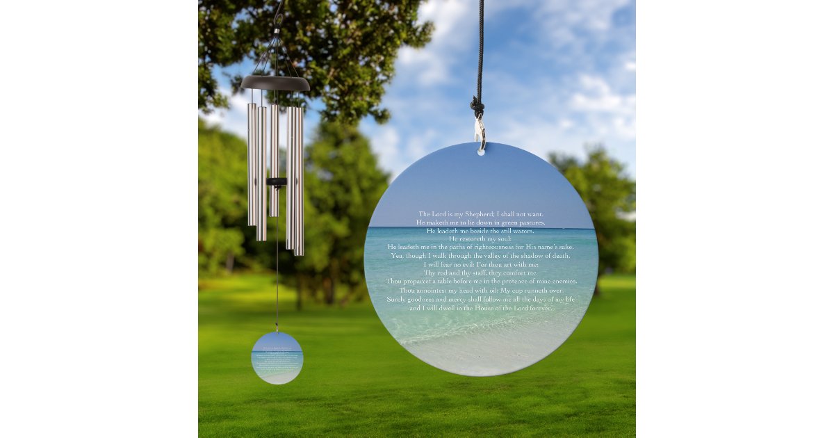 Psalm 23 Bible Verse Christian Beach House Wind Chime | Zazzle