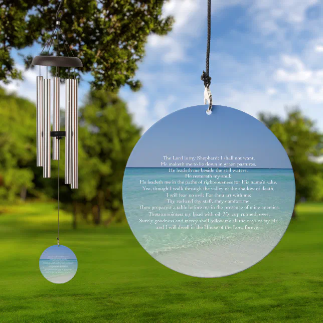 Psalm 23 Bible Verse Christian Beach House Wind Chime | Zazzle