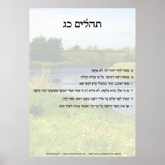 Psalm 23 in Hebrew only Poster | Zazzle.com