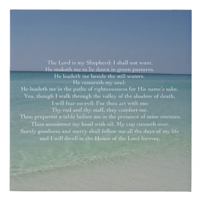 Psalm 23 Inspirational Christian Bible Verse Beach Faux Canvas Print ...