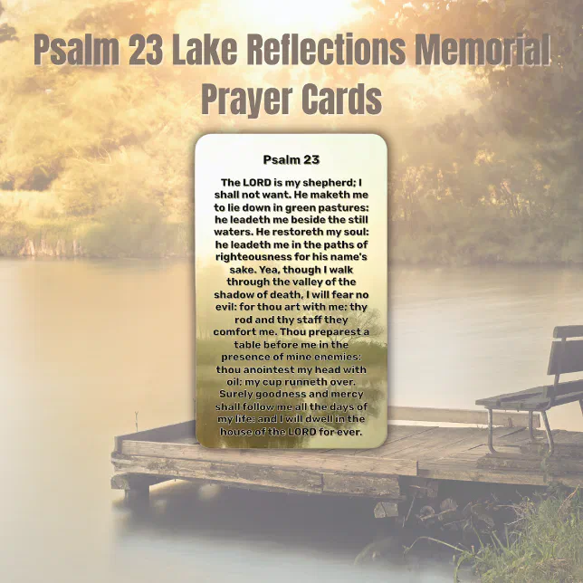Psalm 23 Lake Reflections Memorial Prayer Card | Zazzle