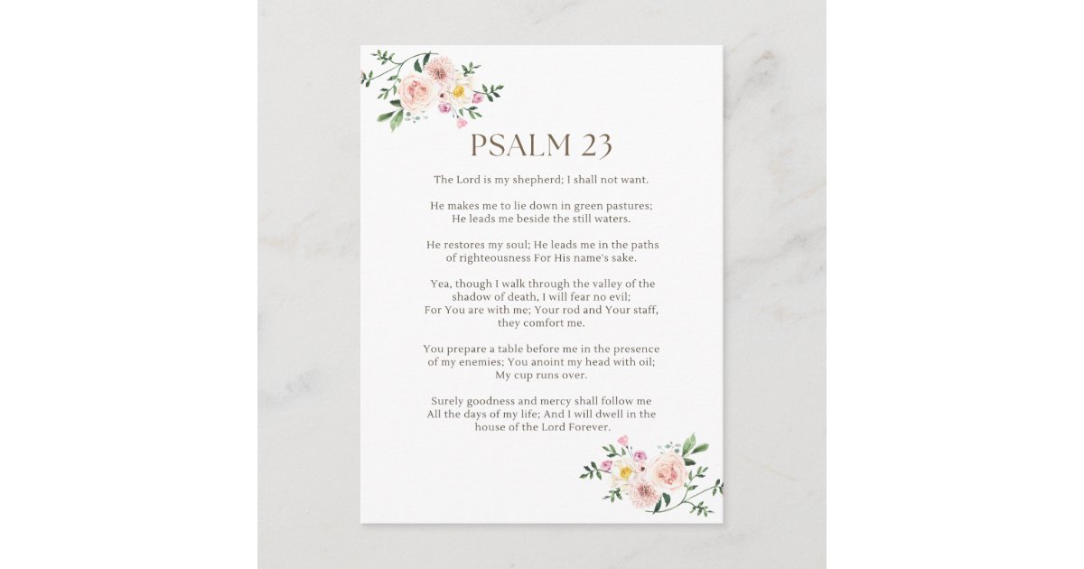 Psalm 23 NKJV The Lord is My Shepherd Postcard | Zazzle