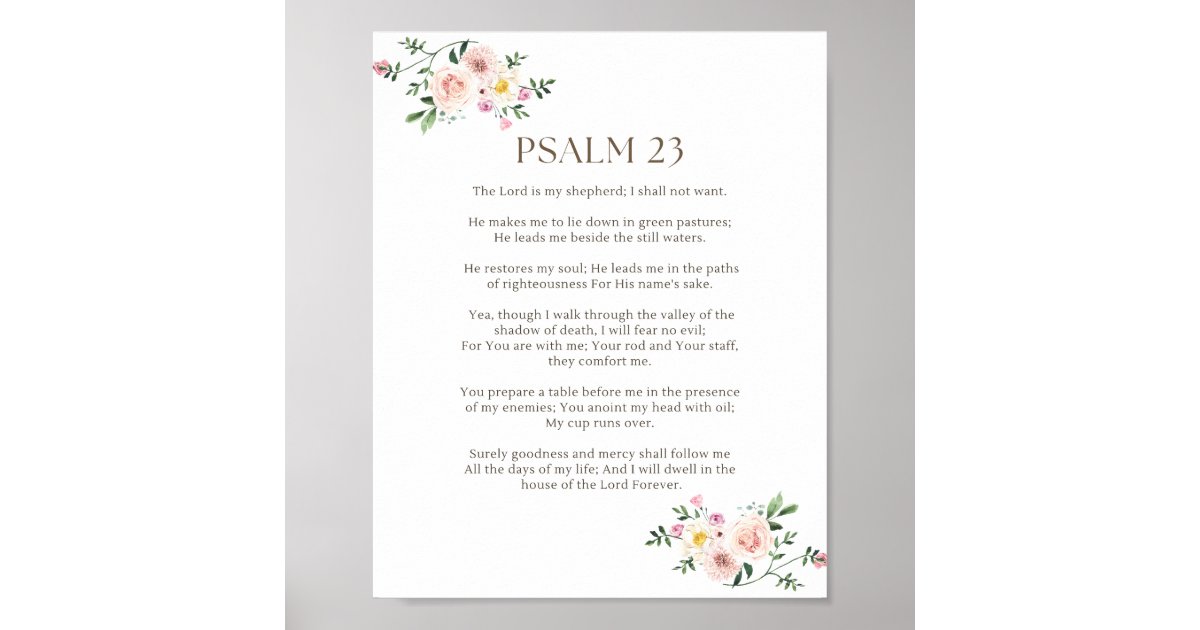 Psalm 23 NKJV The Lord is My Shepherd Poster | Zazzle