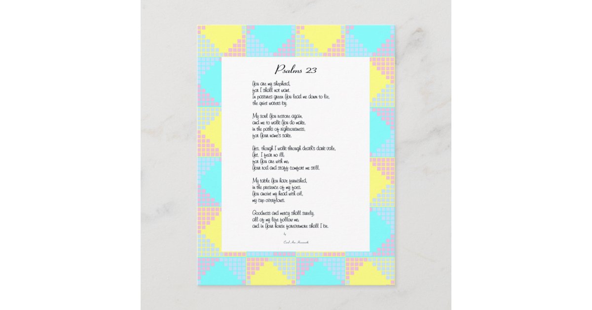 Psalm 23 Poem on Postcard | Zazzle
