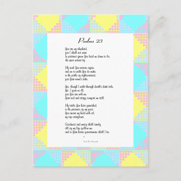 Psalm 23 Poem on Postcard | Zazzle