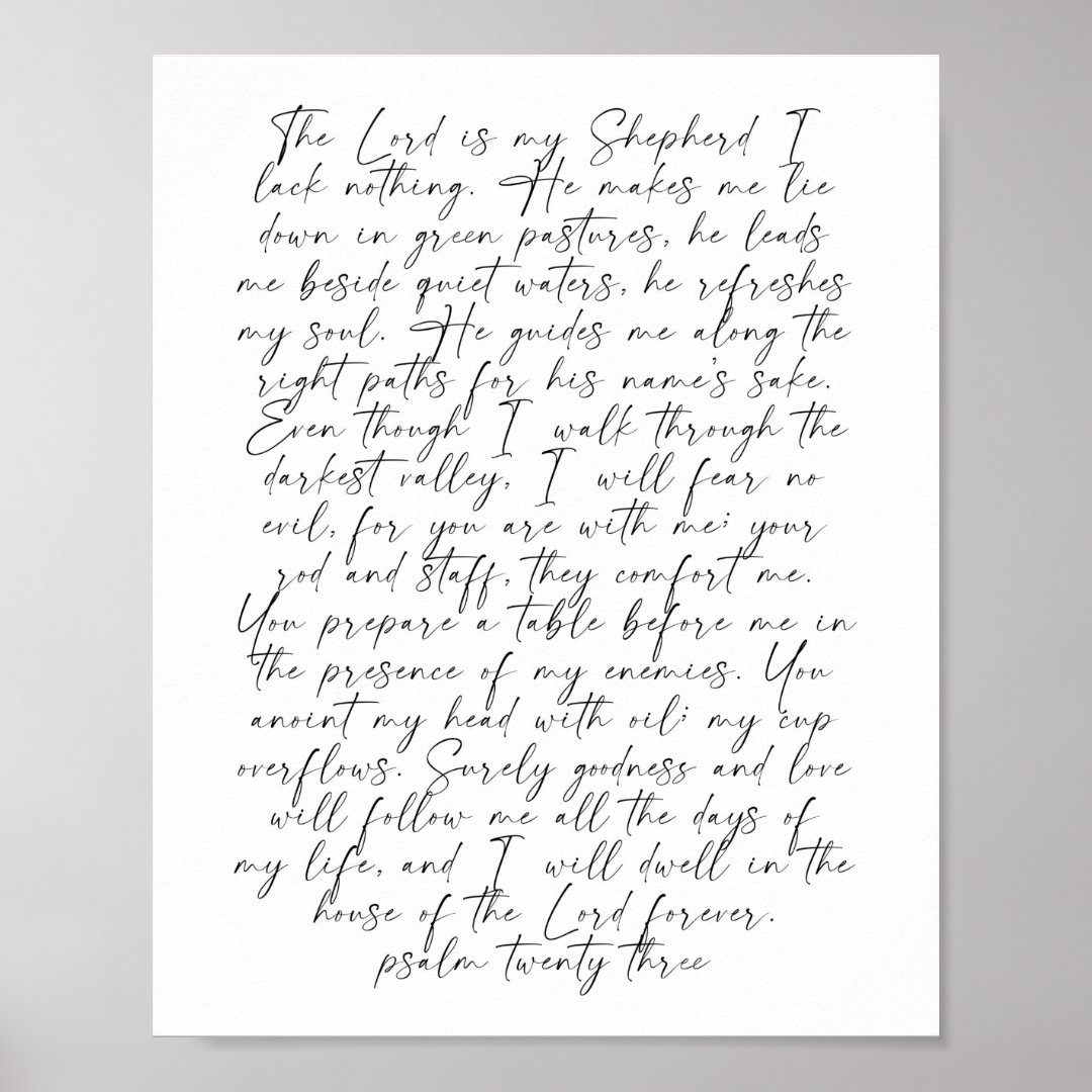 Psalm 23 Script Font Poster | Zazzle