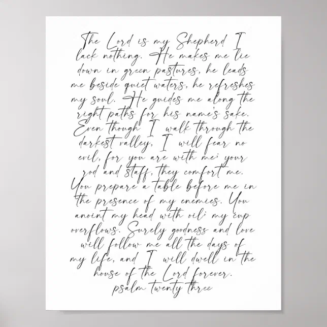 Psalm 23 Script Font Poster | Zazzle