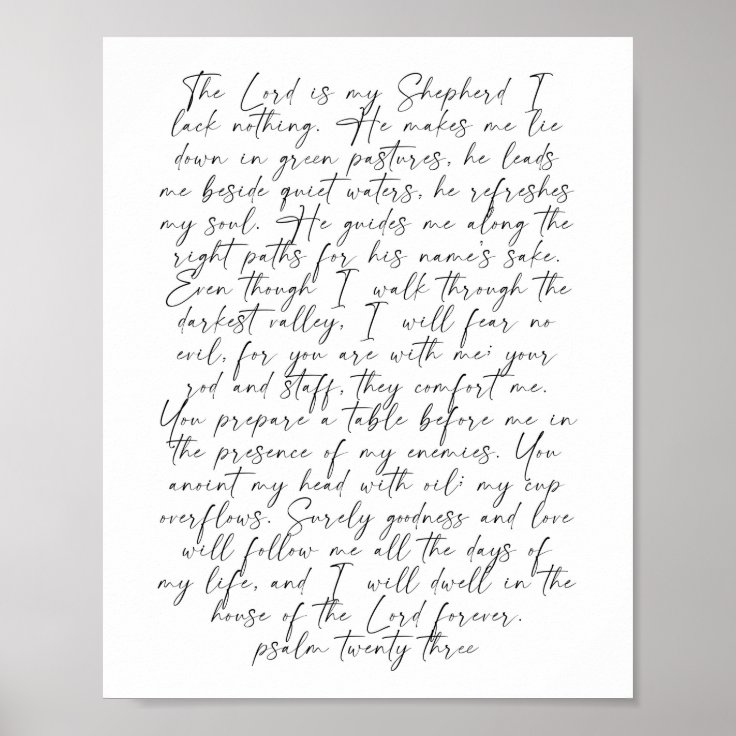 Psalm 23 Script Font Poster | Zazzle
