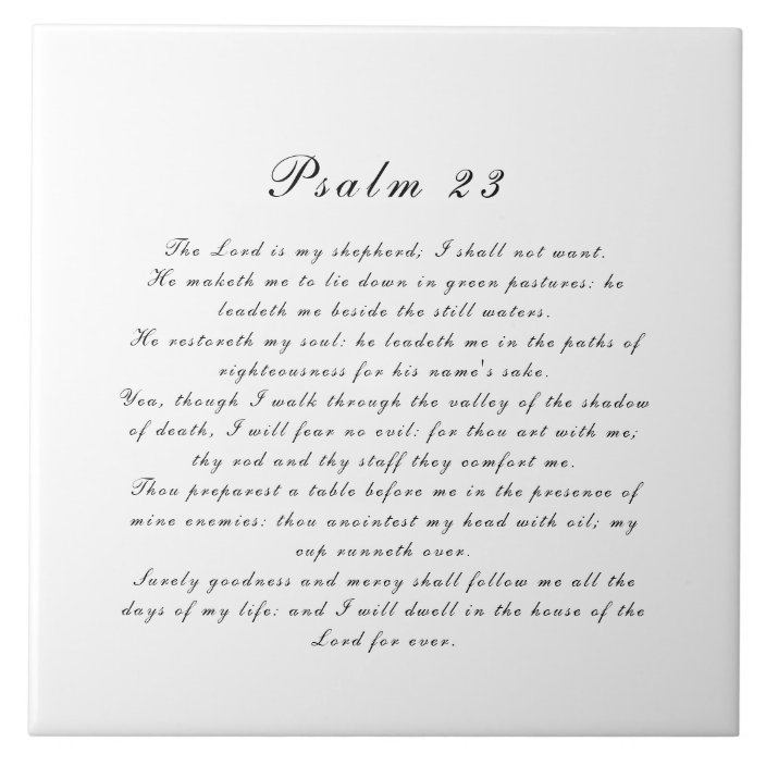 Psalm 23 Scripture Simple Elegant Black & White Ceramic Tile | Zazzle.com
