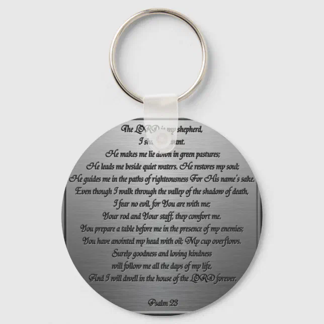 Psalm 23 - Steel Keychain | Zazzle
