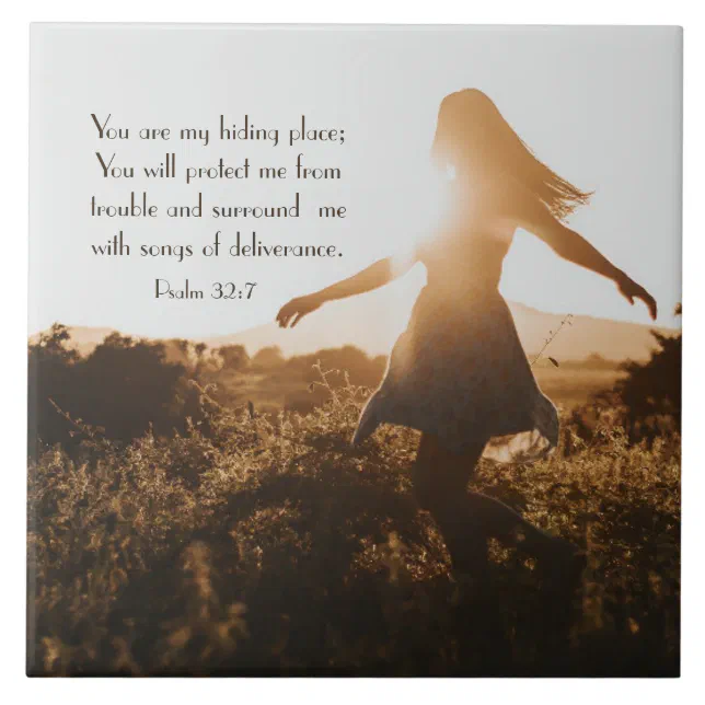 Psalm 32:7 You are my hiding place Bible Verse Ceramic Tile | Zazzle