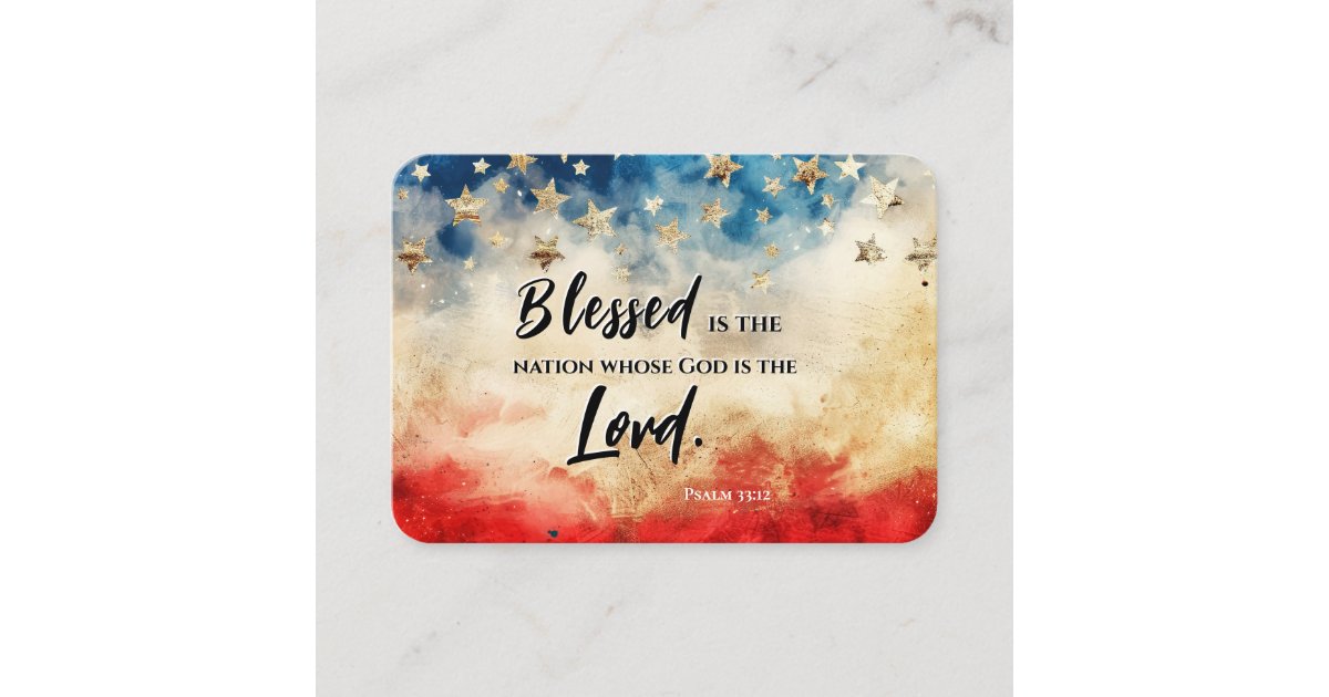 Psalm 33:12 Blessed is the Nation USA Flag Bible Business Card | Zazzle