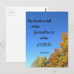 Psalm 33:5 The earth is full of the goodness of... Postcard | Zazzle