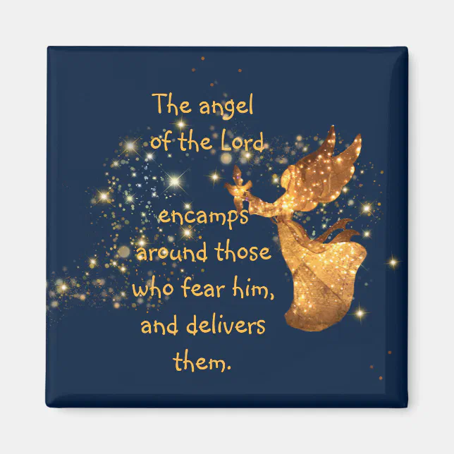 Psalm 34:7 Angel of the Lord Encamps Around Magnet | Zazzle