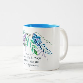 Psalm 37:4 Delight Yourself in the Lord, Floral Two-Tone Coffee Mug ...