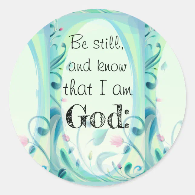 Psalm 46 Be Still Pink Floral Classic Round Sticker | Zazzle