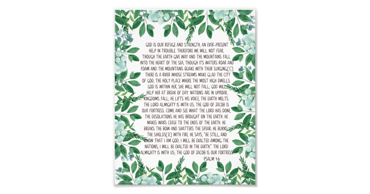 Psalm 46 watercolor bible verse wall art | Zazzle