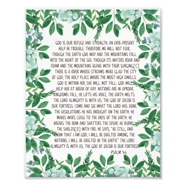Psalm 46 watercolor bible verse wall art | Zazzle
