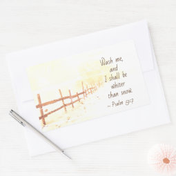 Psalm 51:7 Wash me and I shall be whiter than snow Rectangular Sticker ...