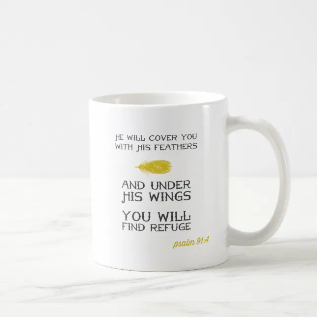 Psalm 91:4 | Inspirational Bible Verse | Yellow Coffee Mug | Zazzle