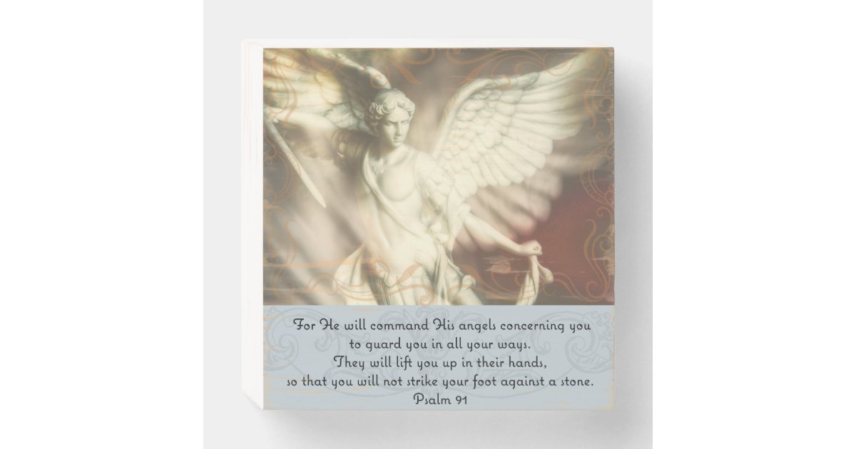 Psalm 91 Angel Wood Box Sign | Zazzle