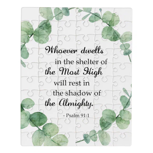Psalm 91 Christian Faith Bible Verse Eucalyptus Jigsaw Puzzle | Zazzle