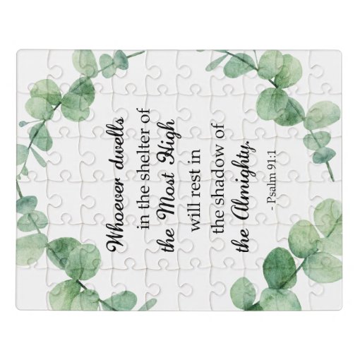 Psalm 91 Christian Faith Bible Verse Eucalyptus Jigsaw Puzzle | Zazzle