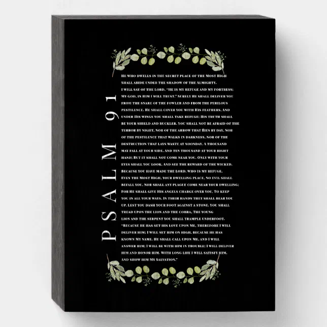 Psalm 91 Eucalyptus Leaves Christian Wooden Box Sign | Zazzle
