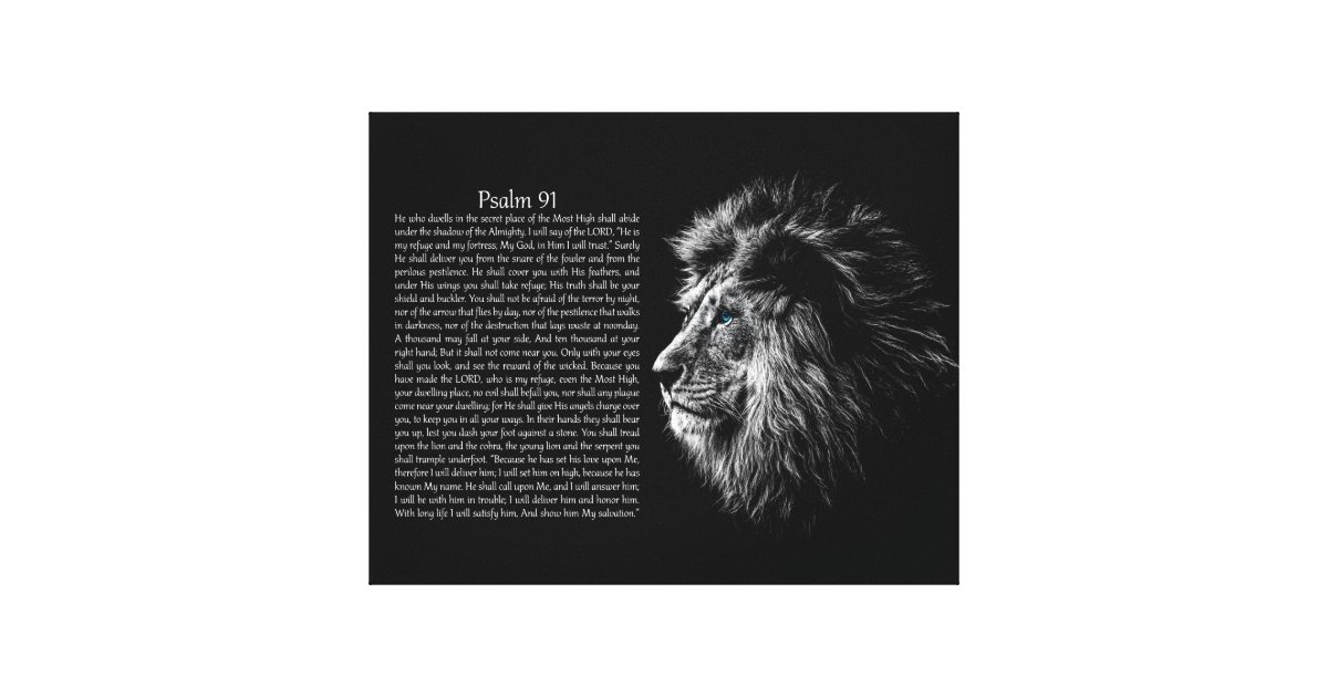 Psalm 91 Lion Head Bible Verse Canvas Print | Zazzle