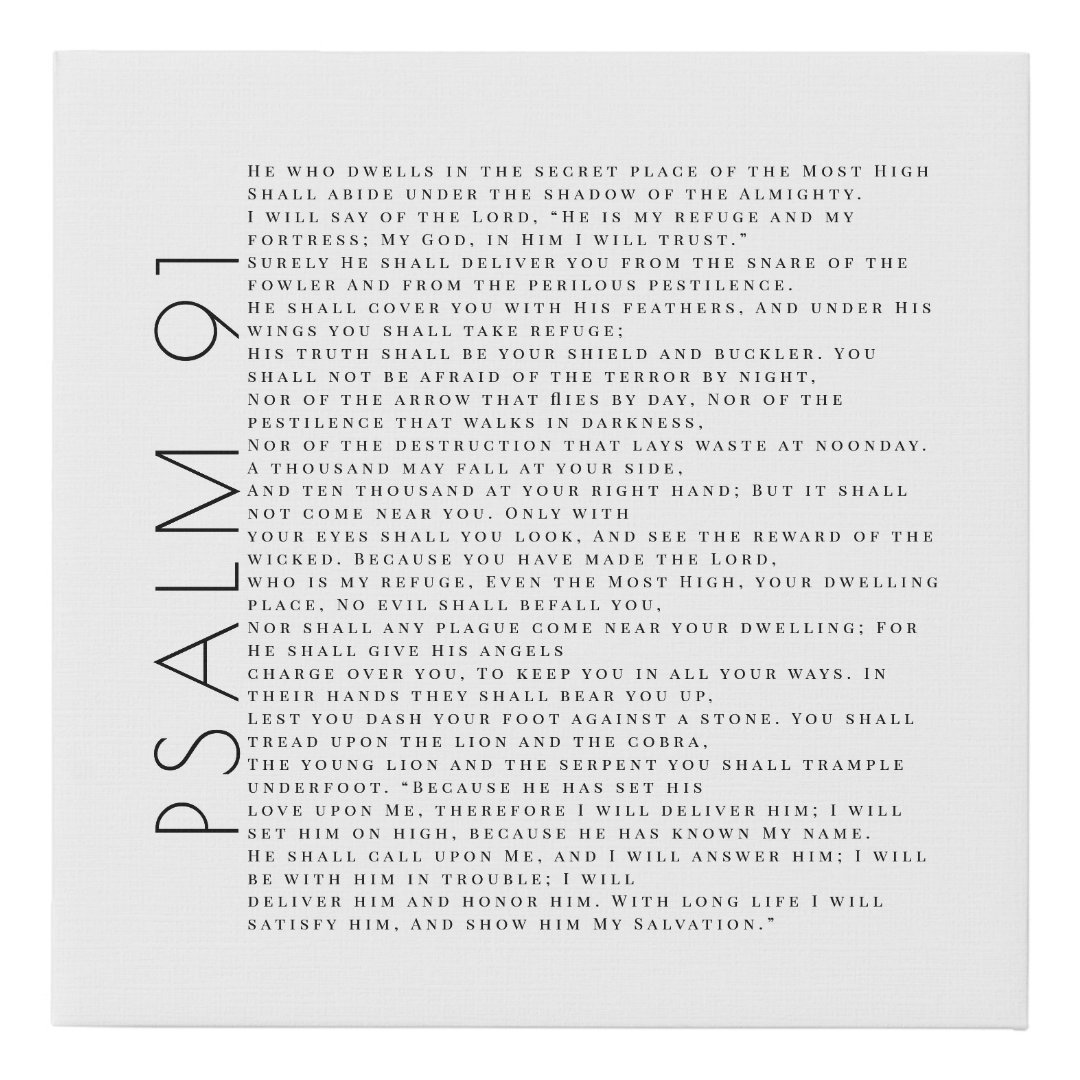 Psalm 91 Scripture Bible Art Faux Canvas Print Zazzle