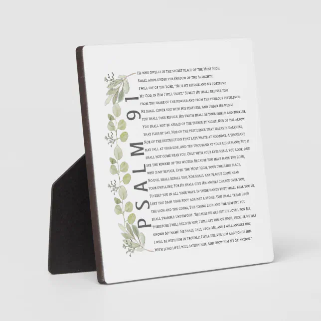 Psalm 91 Watercolor Eucalyptus Bible Art Plaque | Zazzle