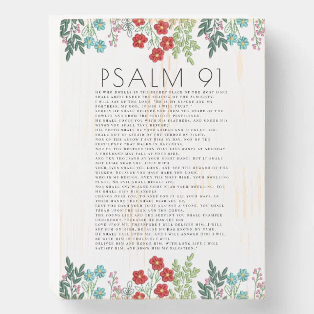 Psalm 91 Wood Sign Colorful Floral Flowers | Zazzle
