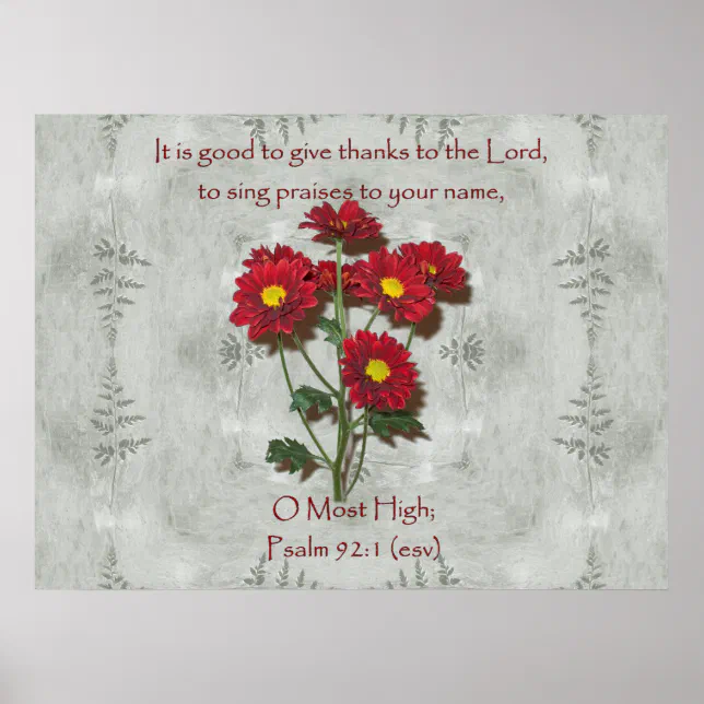 Psalm 92:1 ~ Give Thanks to the Lord Poster | Zazzle
