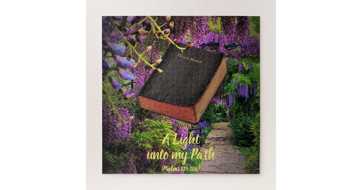 Psalms 119 Bible verse "A light unto my Path" Jigsaw Puzzle | Zazzle