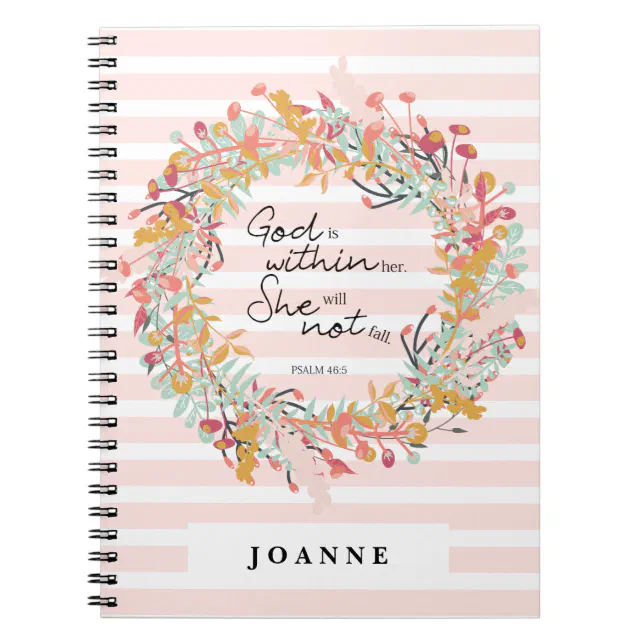 Psalms devotional notebook women floral wreath | Zazzle
