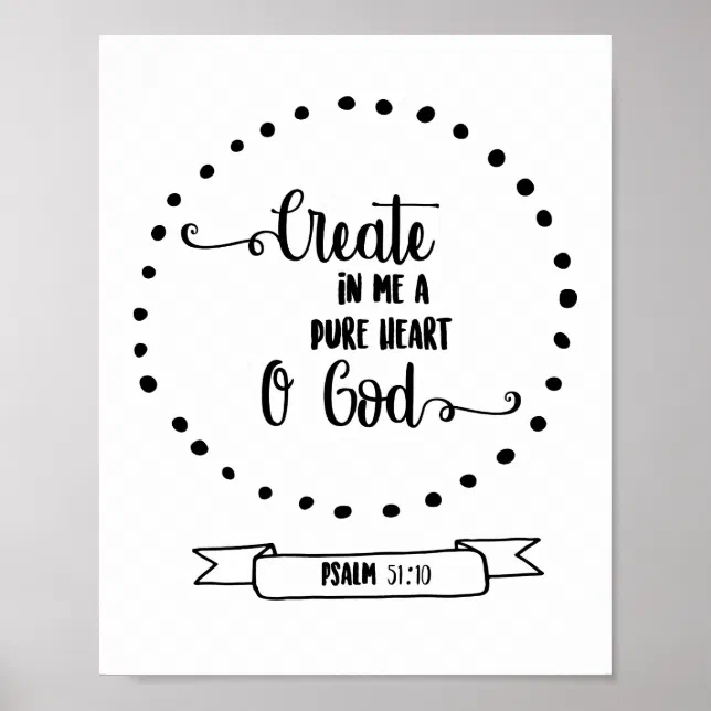Psalms pure heart Bible verse Calligraphy Poster | Zazzle
