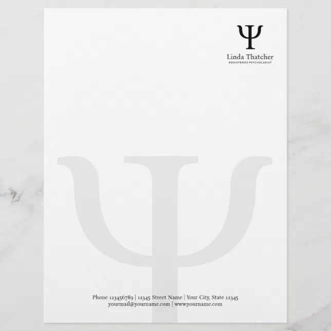 Psi symbol professional psychologist letterhead | Zazzle