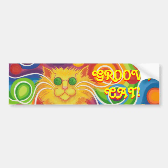 Psy-cat-delic 'Groovy Cat' bumper sticker | Zazzle
