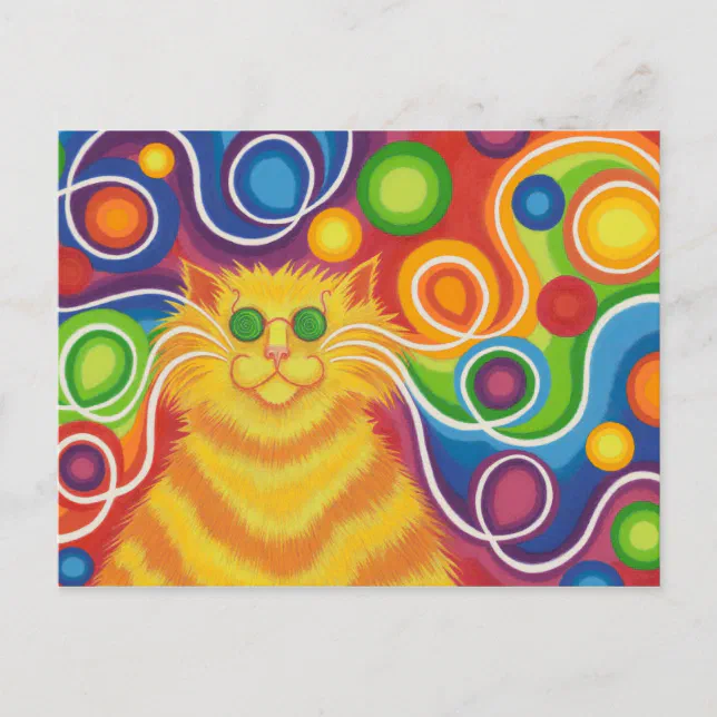 Psy-cat-delic postcard | Zazzle